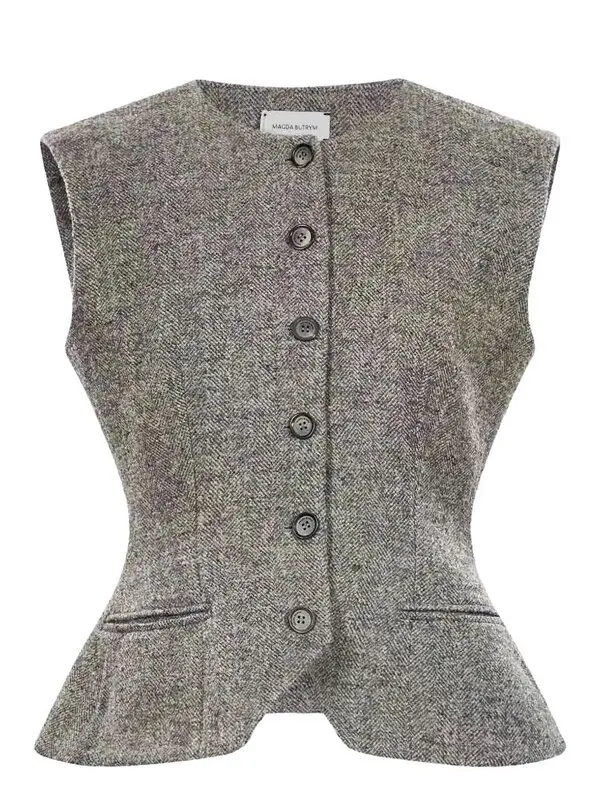 Magda Butrym Herringbone Peplum Jacket - Grey