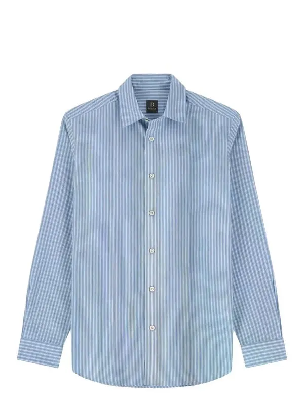 Boggi Milano Shirt Striped Poplin Regular-fit - Blue