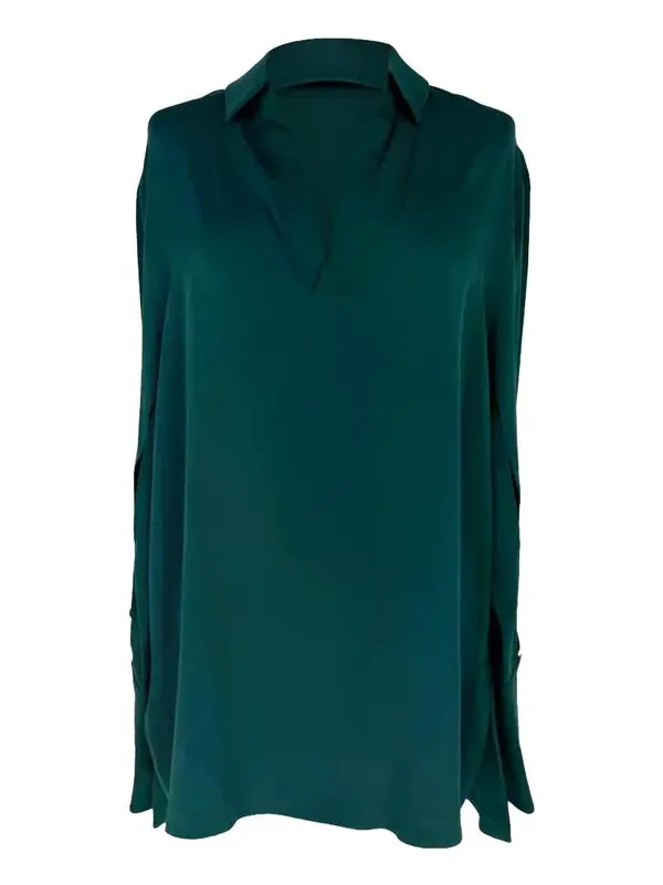 Max Mara V-neck Cotton Blouse - Green