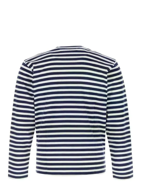 Play Comme Des Garcon Striped Embroidered T-shirt - Blue