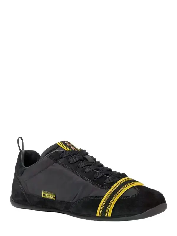 Fendi Wrap Logo-patch Panelled Sneakers - Black