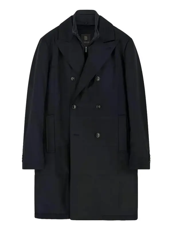 Boggi Milano Double-breasted Padded Coat With Removable Bib In Wool - Blue