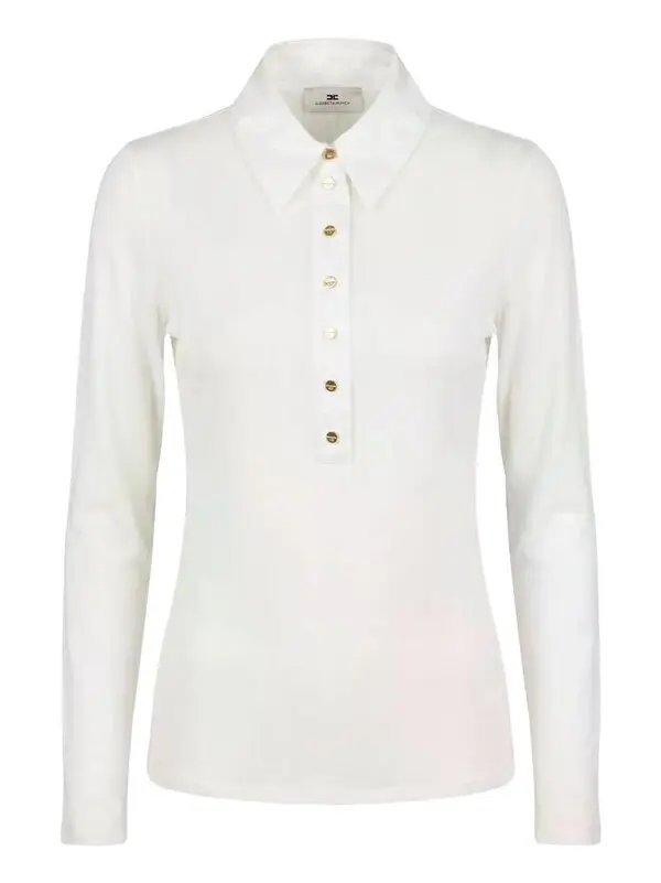 Elisabetta Franchi Ribbed-knit Polo Top - White