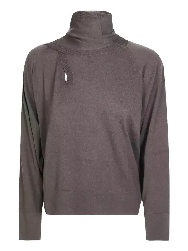 Incotex Scarf-detail Raglan-sleeve Sweater - Brown