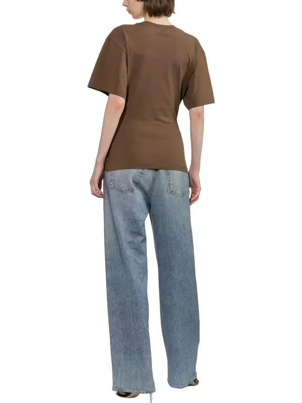 COURREGES Logo-embroidered T-shirt - Brown