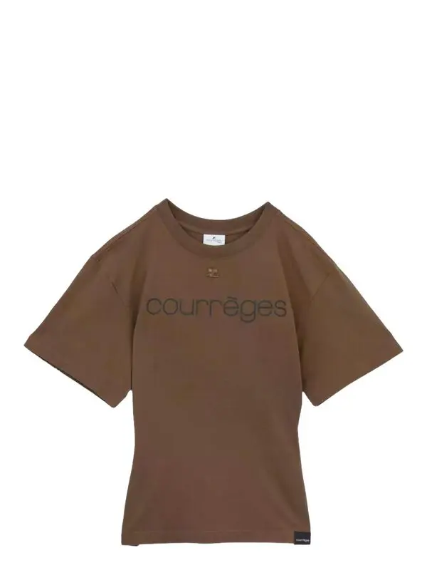COURREGES Logo-embroidered T-shirt - Brown