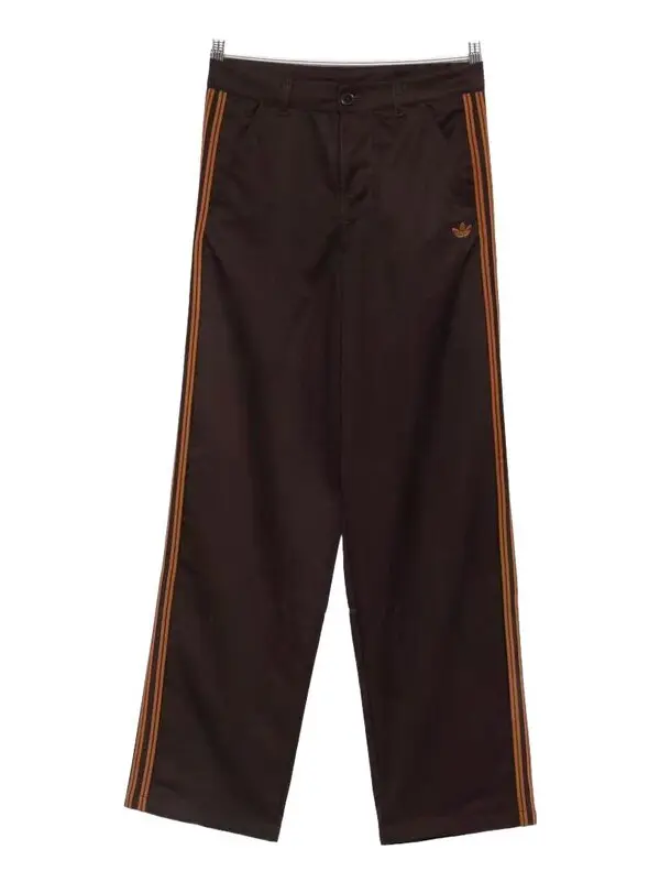 Adidas Logo-embroidered Side-stripe Trousers - Brown