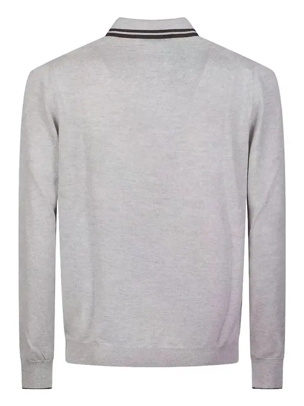 FAY Tipped Quarter-zip Polo Shirt - Grey