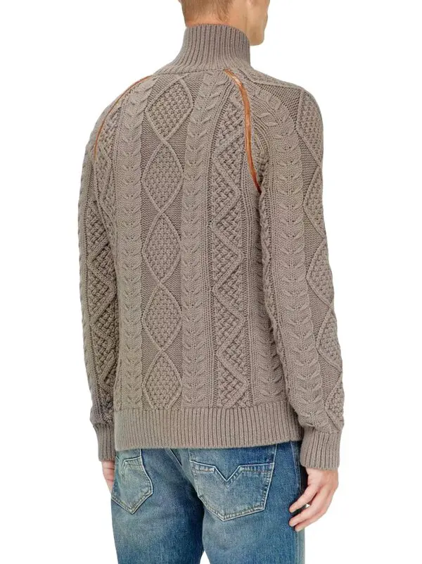 DIESEL® Zip Cardigan In Cable Knit - Neutrals