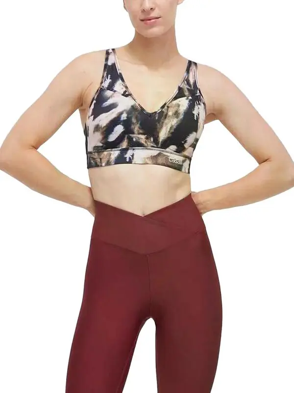 CASALL Abstract-print Crossover Sports Bra - Black