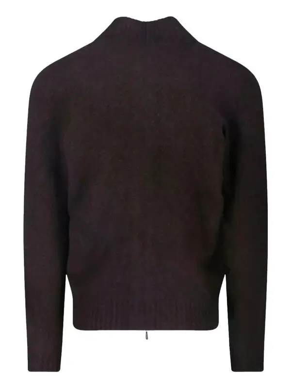 DRUMOHR Zip-up Lambswool Cardigan - Brown
