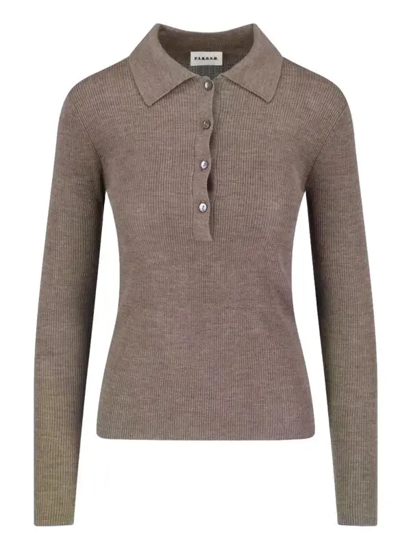 P.a.r.o.s.h Ribbed-knit Polo-collar Sweater - Brown