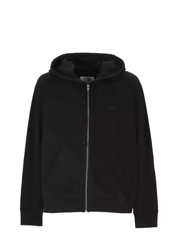 MAISON MARGIELA Logo-patch Zip-up Hoodie - Black
