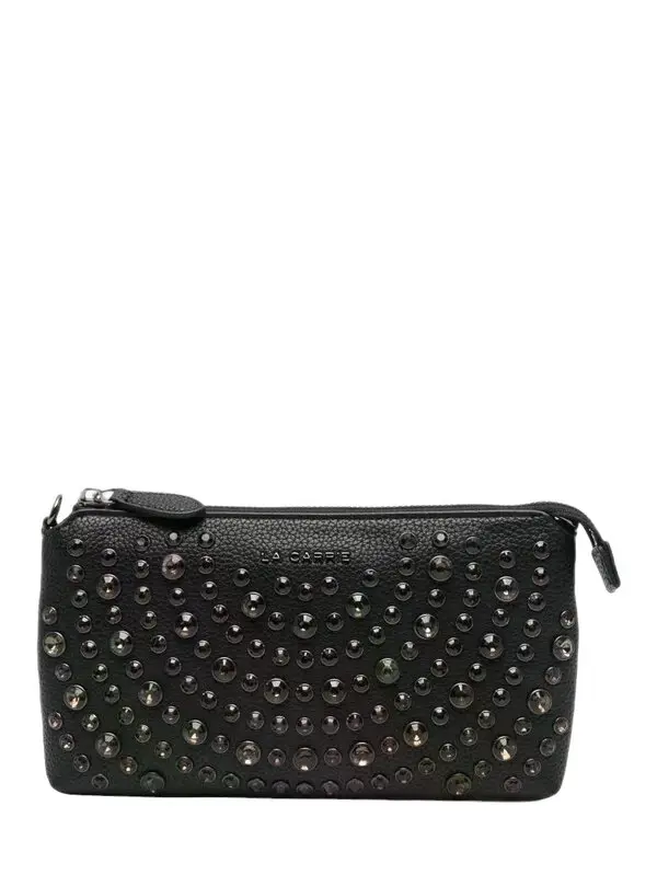 LA CARRIE Crystal-embellished Leather Cross Body Bag - Black