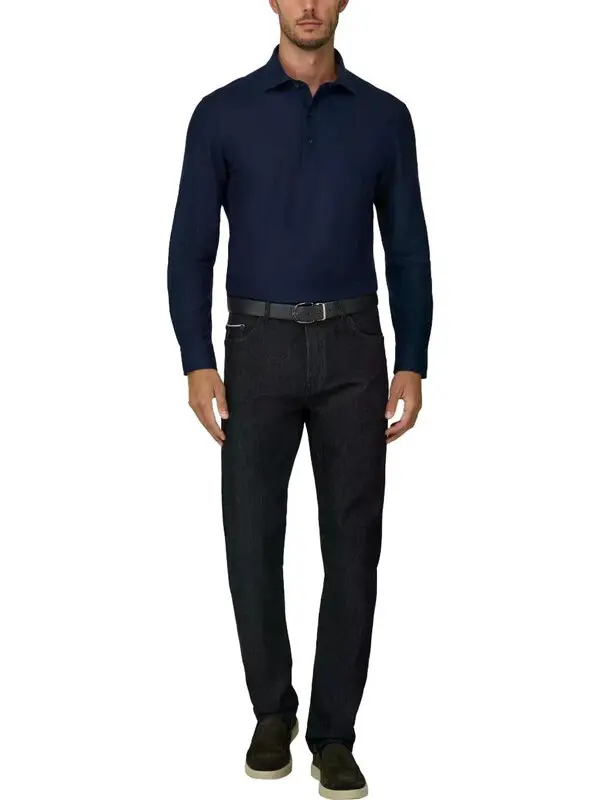 Boggi Milano Sakura Polo In Japanese Jersey - Blue