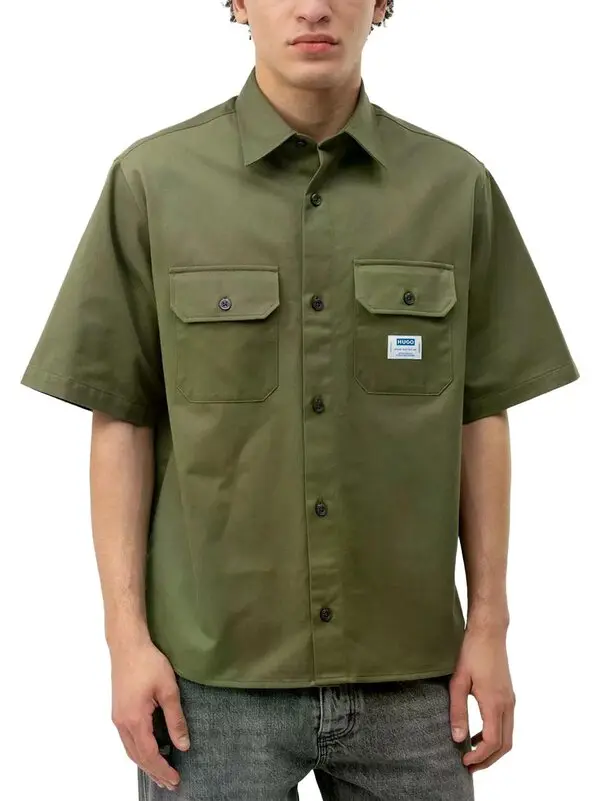 Hugo Logo-patch Short-sleeve Shirt - Green