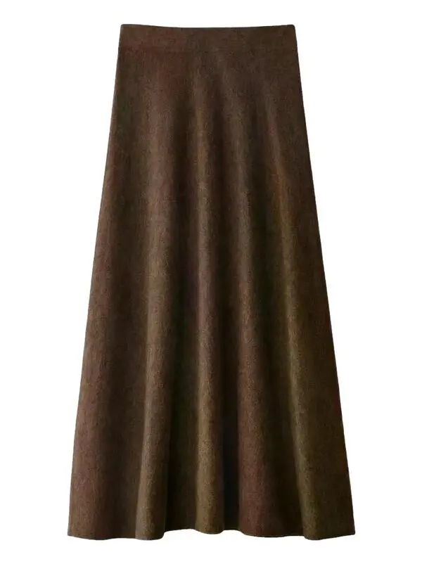 LISA YANG Torie Flared Wool Skirt - Brown