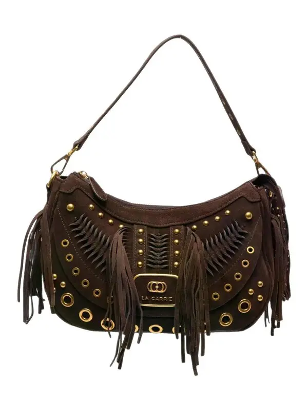 LA CARRIE Apallosa Fringed Studded Tote Bag - Brown