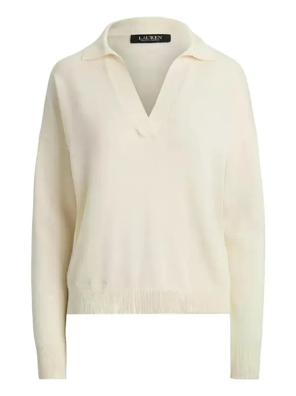 Ralph Lauren V-neck Collared Sweater - Neutrals