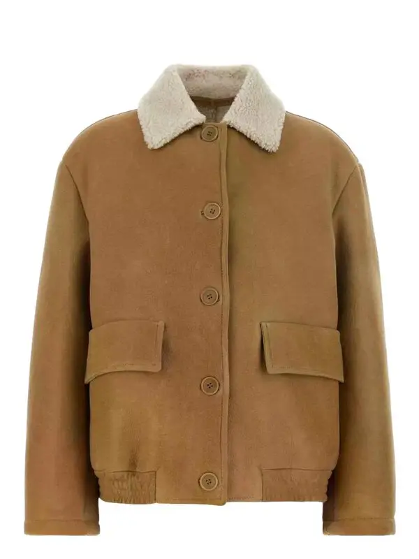 SALVATORE SANTORO Shearling-collar Button-up Jacket - Neutrals