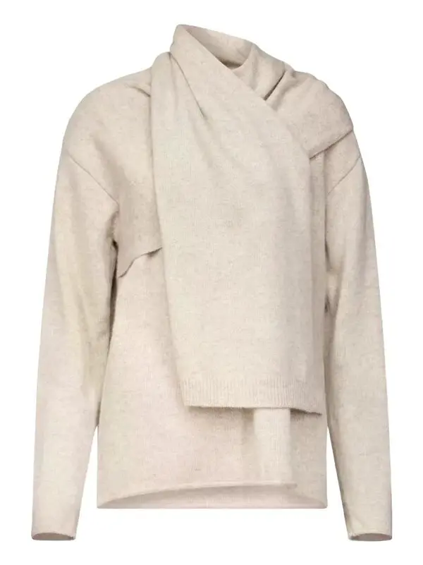 Loulou De Saison Frances Scarf-detail Cashmere Sweater - Neutrals