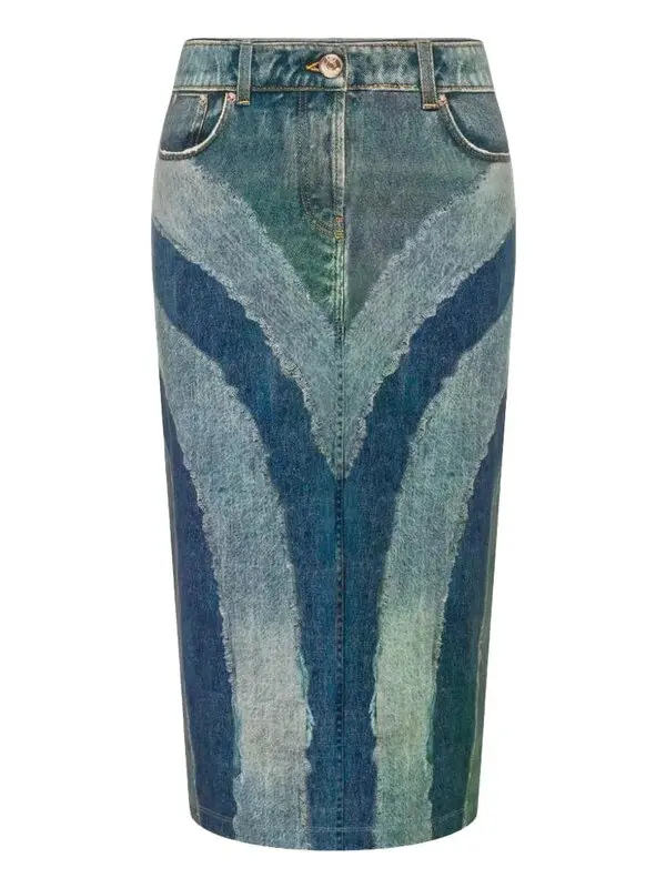 Moschino Printed Stretch Cotton Jersey Skirt - Blue
