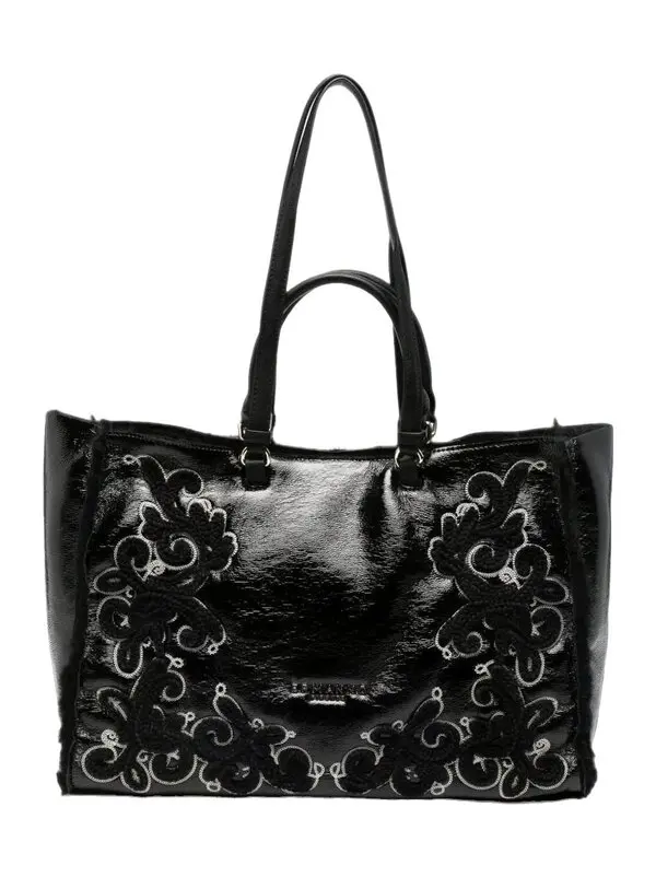 ERMANNO FIRENZE Large Embroidered Tote Bag - Black