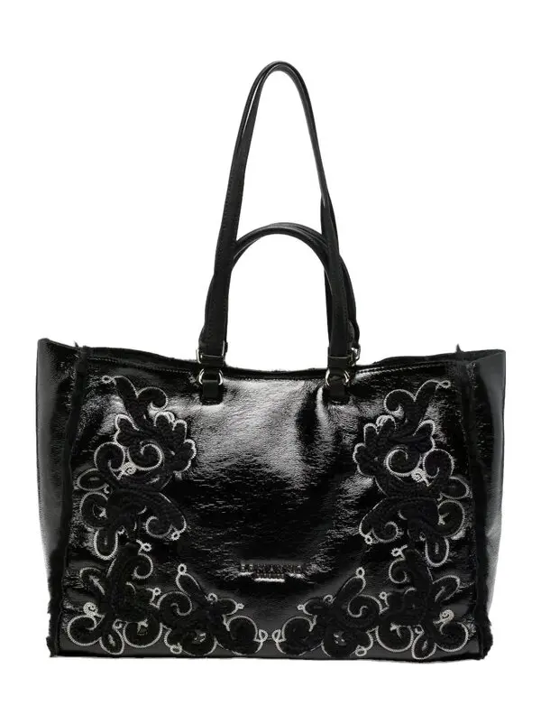ERMANNO FIRENZE Large Embroidered Tote Bag - Black