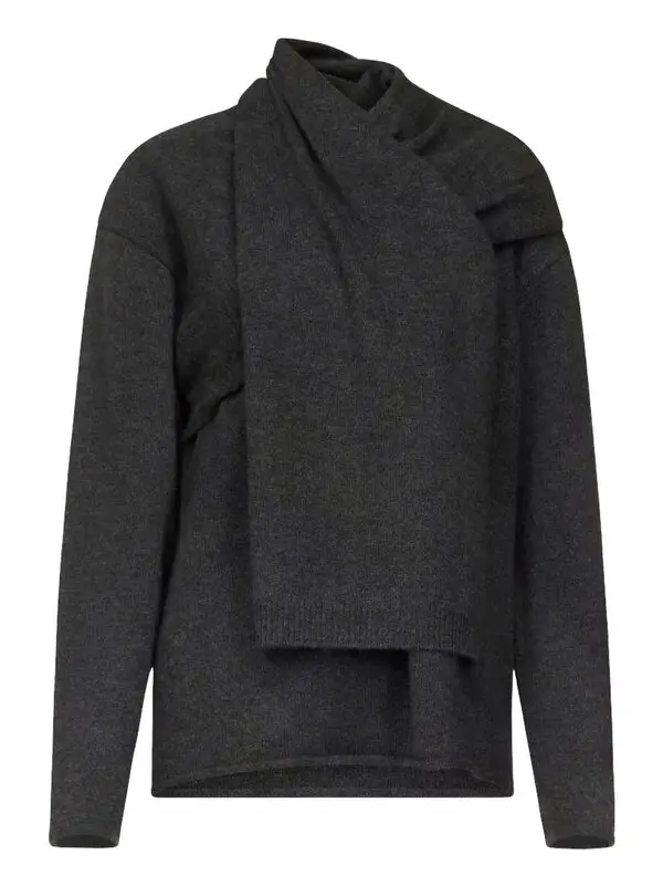 Loulou De Saison Frances Cashmere Scarf-detail Sweater - Grey