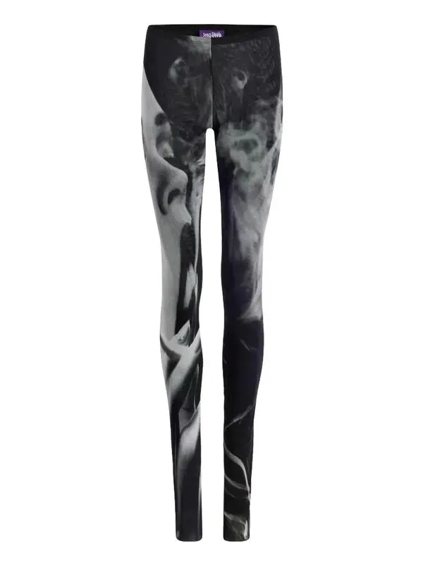 JEAN PAUL GAULTIER Mesh Flare Pants Printed Smoking Women - Black