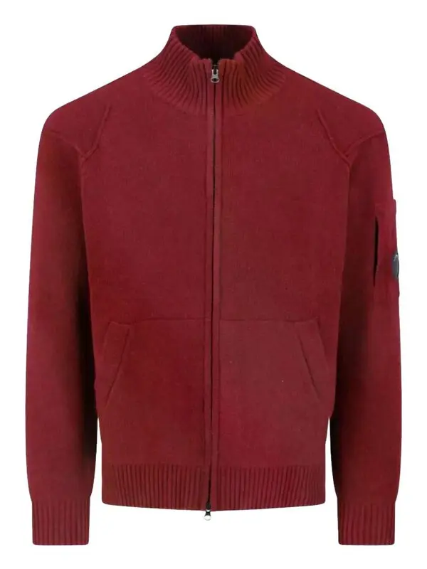 C.P. COMPANY Lambswool Lens Full-zip Sweater - Red