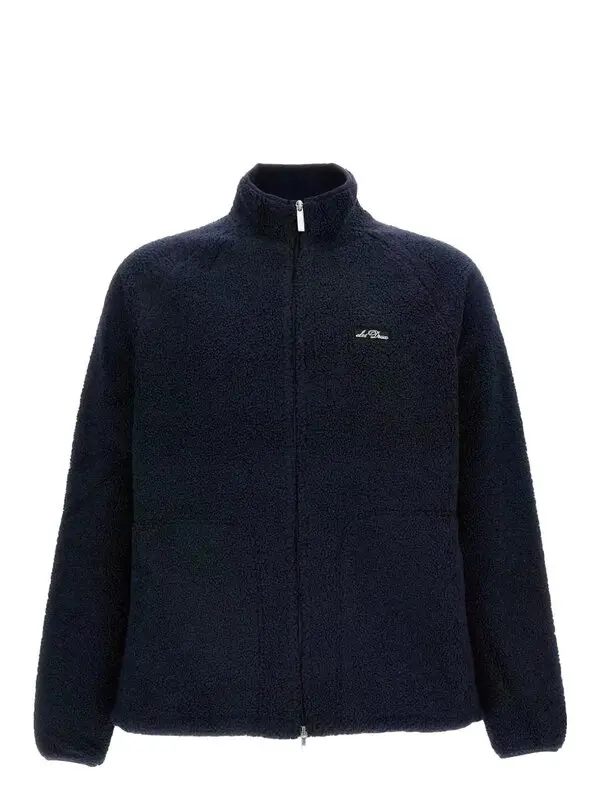 LES DEUX Fleece-texture Logo-patch Jacket - Blue