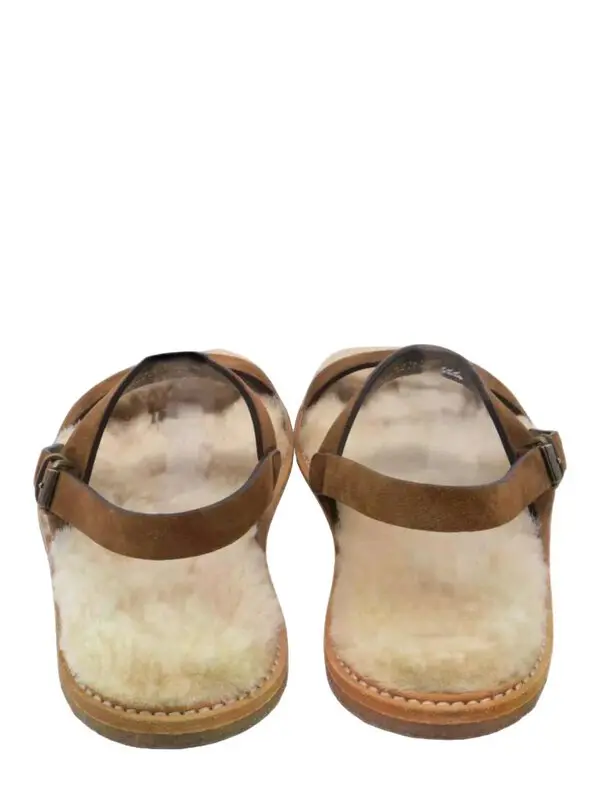 Saint Laurent Shearling-lined Slingback Sandals - Brown