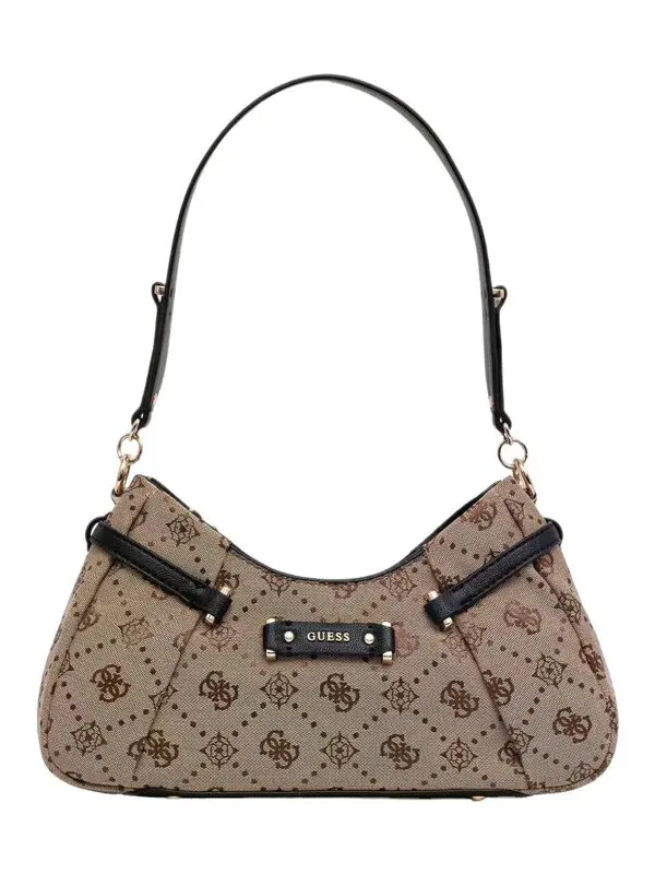 Guess Dorothy Monogram-print Logo-plaque Shoulder Bag - Brown