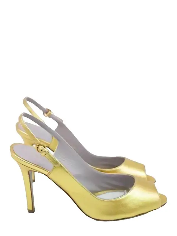 SERGIO ROSSI Slingback Peep-toe Sandals - Gold