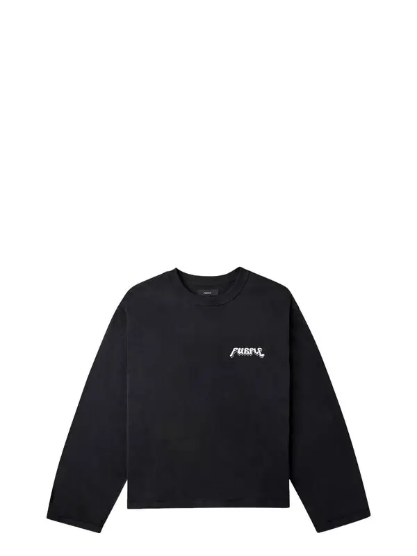 PURPLE BRAND Logo-print Cropped Sweatshirt - Black