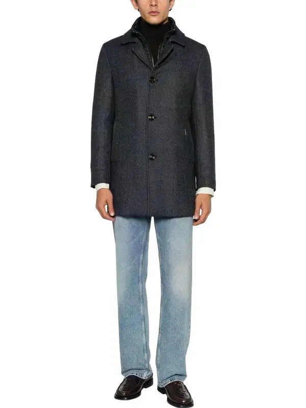 MOORER Button-fastening Coat - Blue