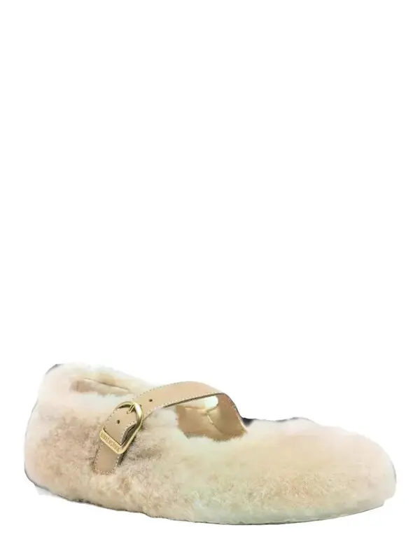 BIRKENSTOCK Santa Clarita Shearling Buckle-strap Ballet Flats - Neutrals