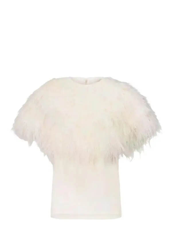 Loulou De Saison Iona Feather-trim Blouse - Neutrals