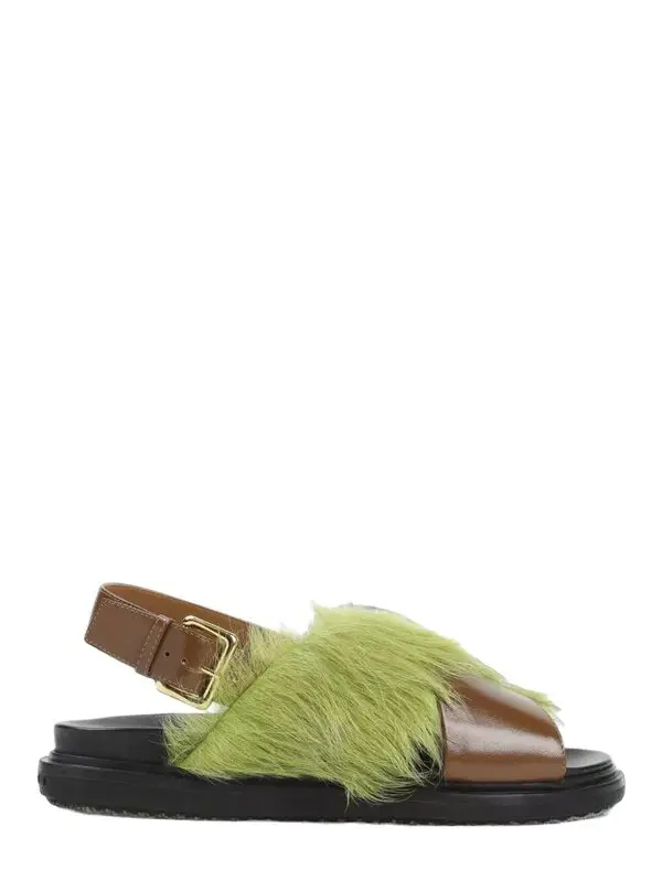 Marni Fussbett Faux-fur Sandals - Green