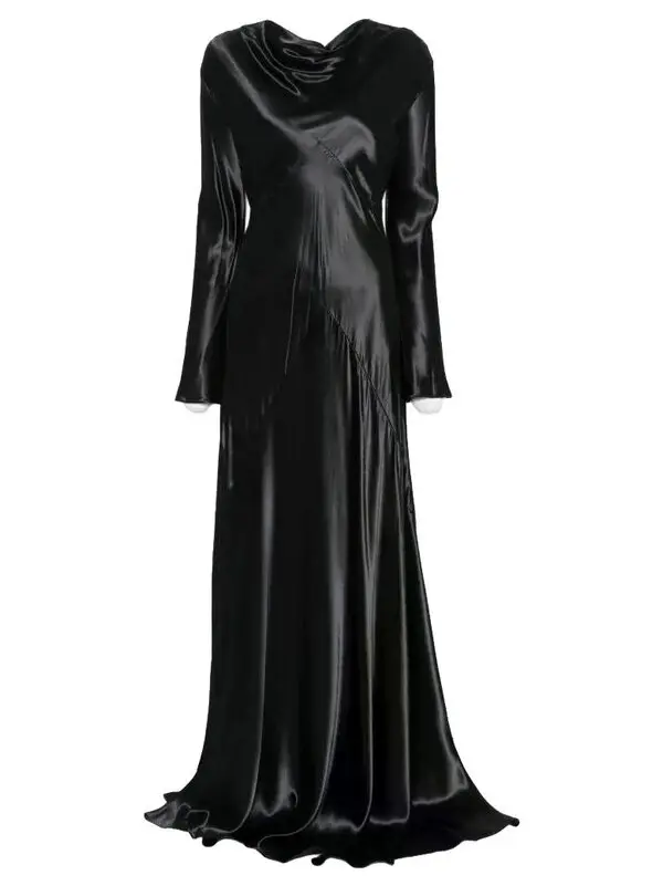 Erika Cavallini Open-back Satin Maxi Dress - Black