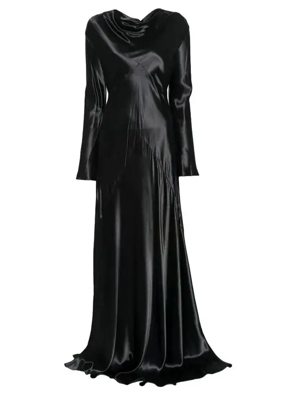 Erika Cavallini Open-back Satin Maxi Dress - Black