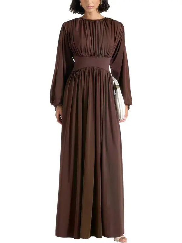 Manière De Voir Detachable-sleeves Maxi Dress - Brown