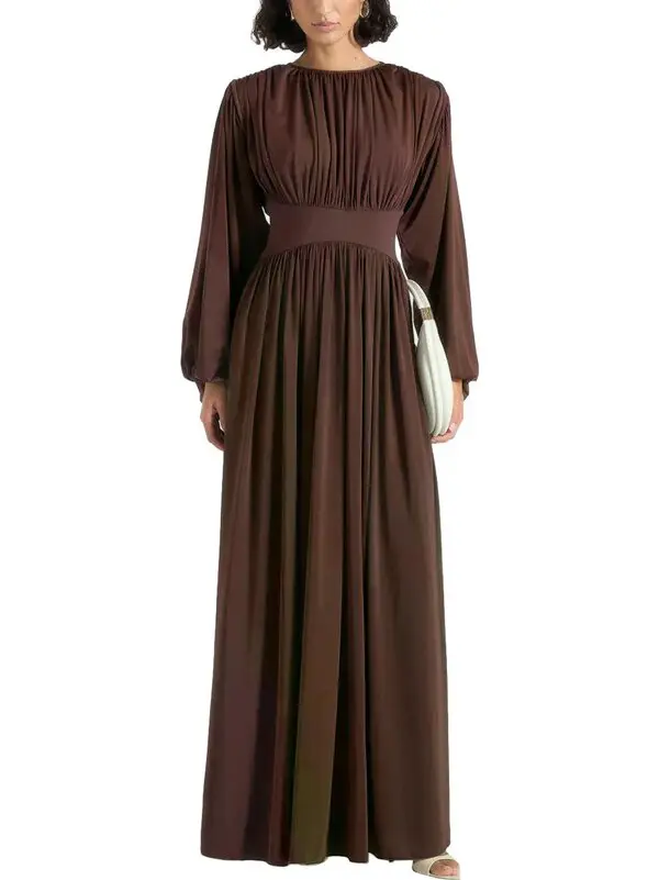Manière De Voir Ophelia Corset Maxi Dress With Detachable Sleeves - Brown