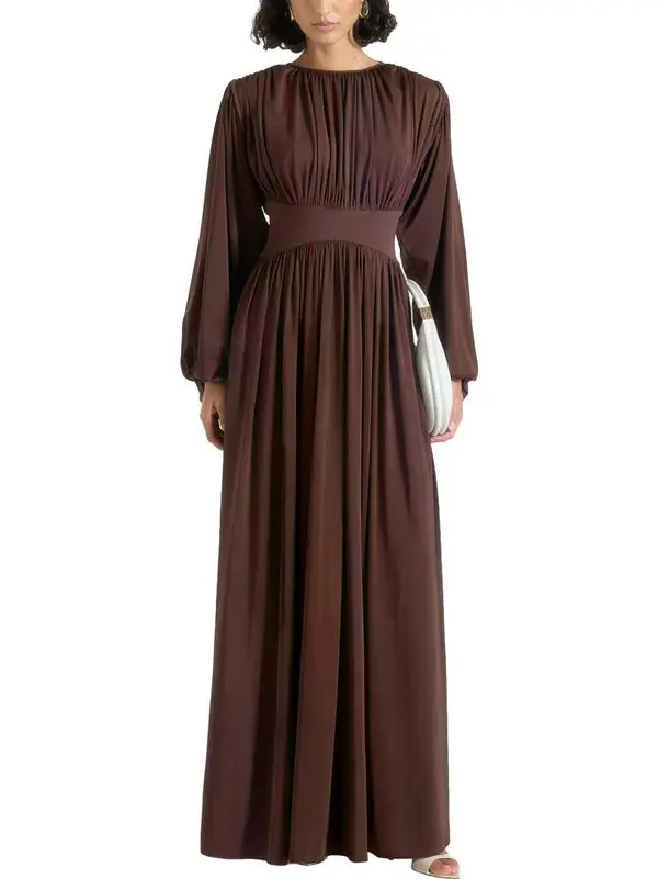 Manière De Voir Ophelia Corset Maxi Dress With Detachable Sleeves - Brown