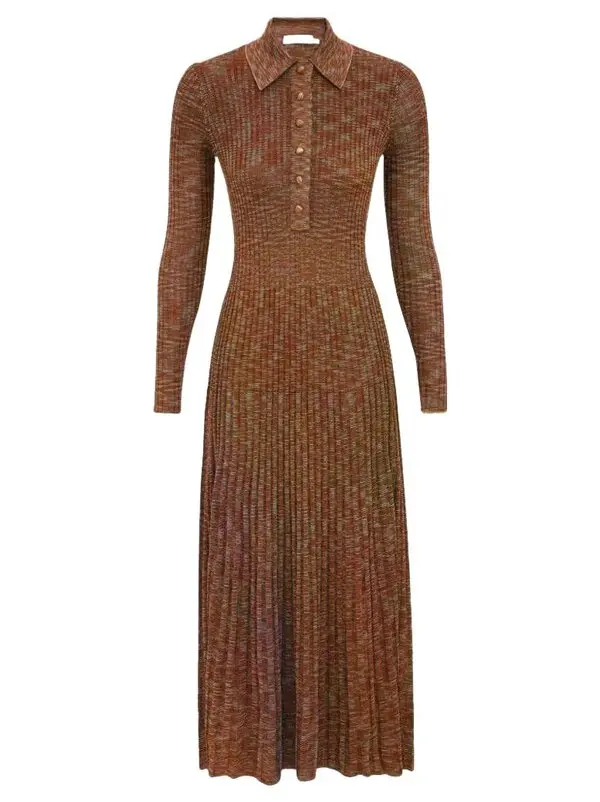 Zimmermann Ribbed-knit Midi Dress - Brown