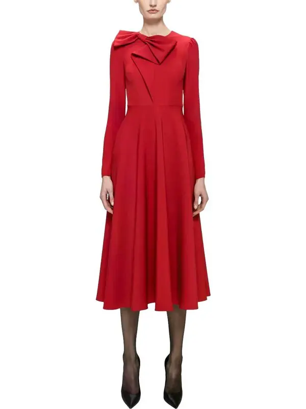 NISSA A-line Midi Dress - Red