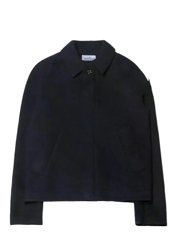 Stone Island Logo-patch Button-up Sweater - Blue