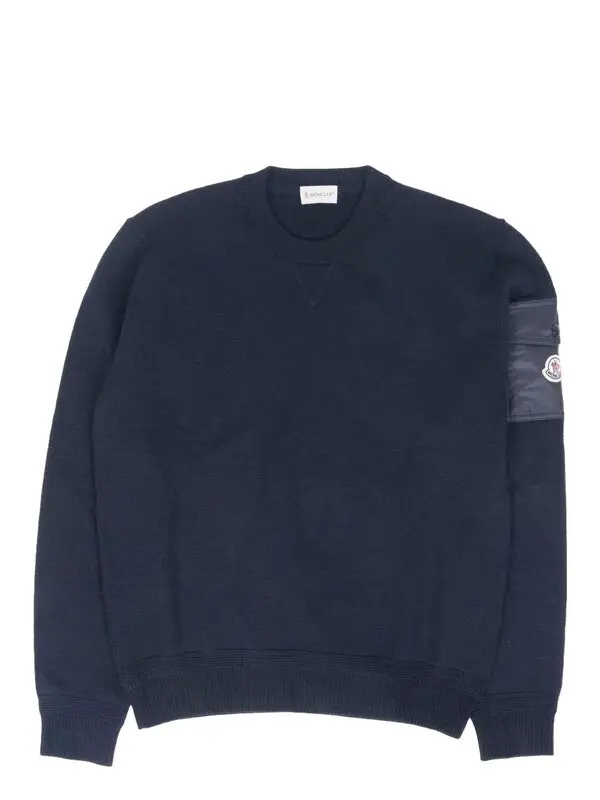 Moncler Logo-patch Crew-neck Sweater - Blue