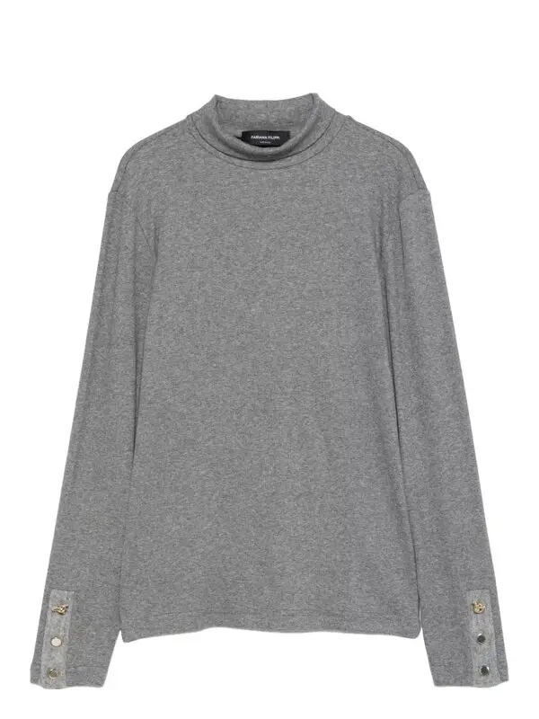 Fabiana Filippi Button-cuff Roll-neck T-shirt - Grey